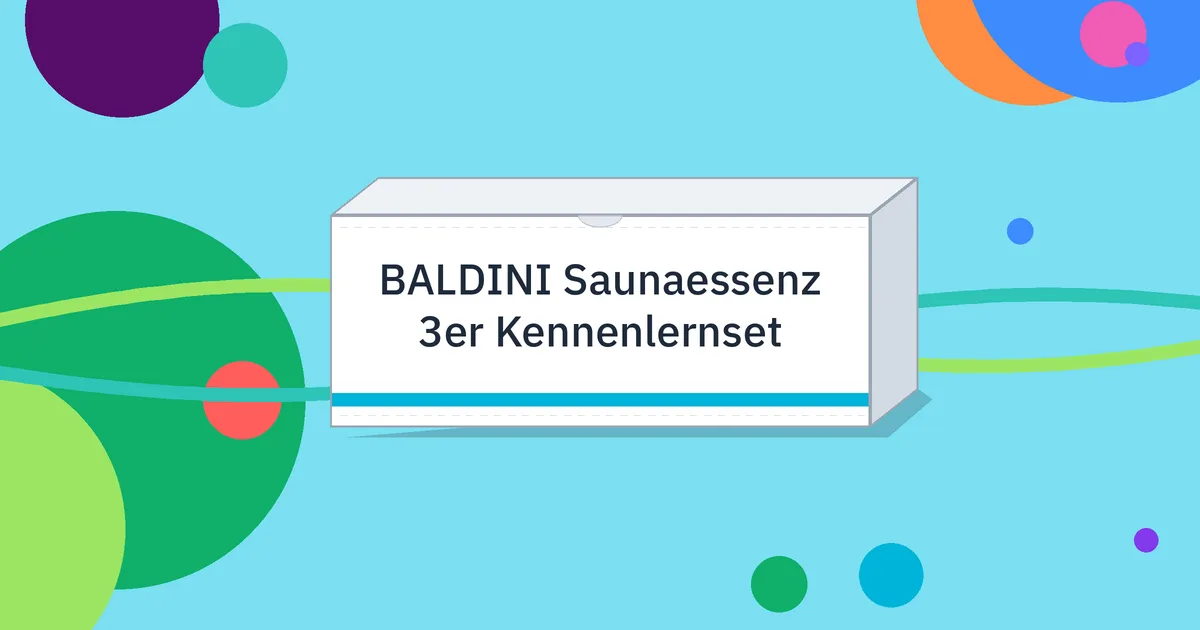 Symbolbild: Packung mit der Aufschrift BALDINI Saunaessenz 3er Kennenlernset (PZN 14239242) – Verfügbarkeit und Bezug in Apotheken in Frankfurt am Main