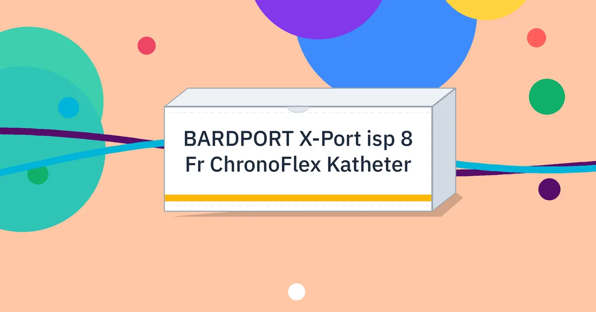 Symbolbild: Packung mit der Aufschrift BARDPORT X-Port isp 8 Fr ChronoFlex Katheter (PZN 02807474) – Verfügbarkeit und Bezug in Apotheken in Frankfurt am Main