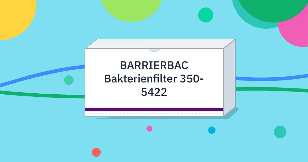Symbolbild: Packung mit der Aufschrift BARRIERBAC Bakterienfilter 350-5422 (PZN 02174193) – Verfügbarkeit und Bezug in Apotheken in Frankfurt am Main
