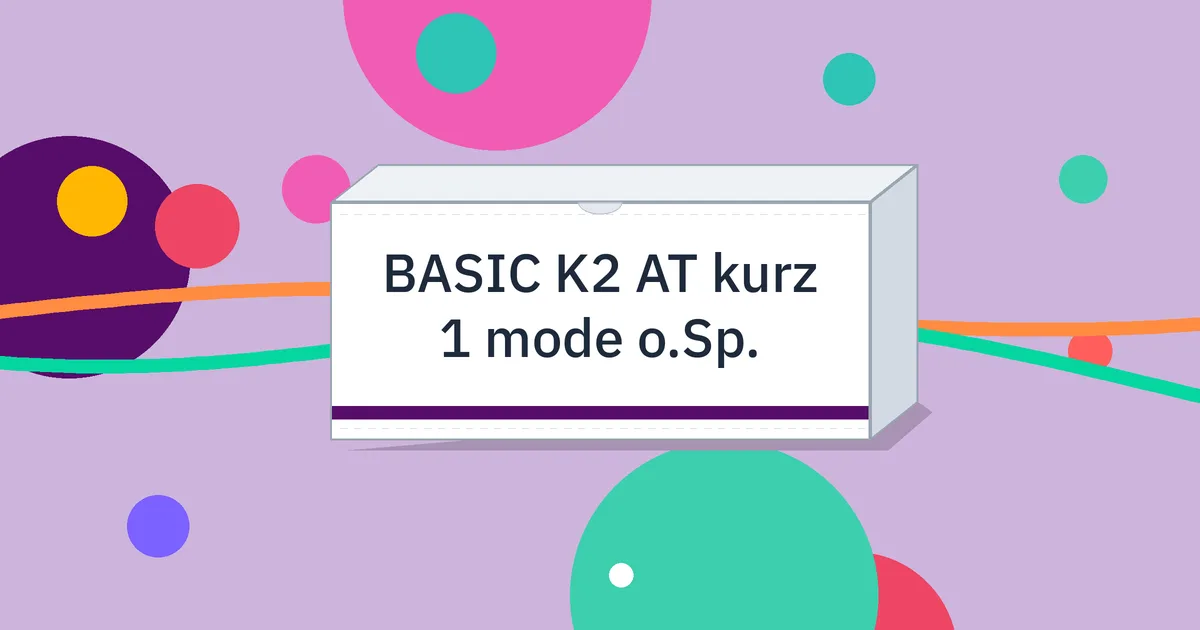 Symbolbild: Packung mit der Aufschrift BASIC K2 AT kurz 1 mode o.Sp. (PZN 20268845) – Verfügbarkeit und Bezug in Apotheken in Frankfurt am Main