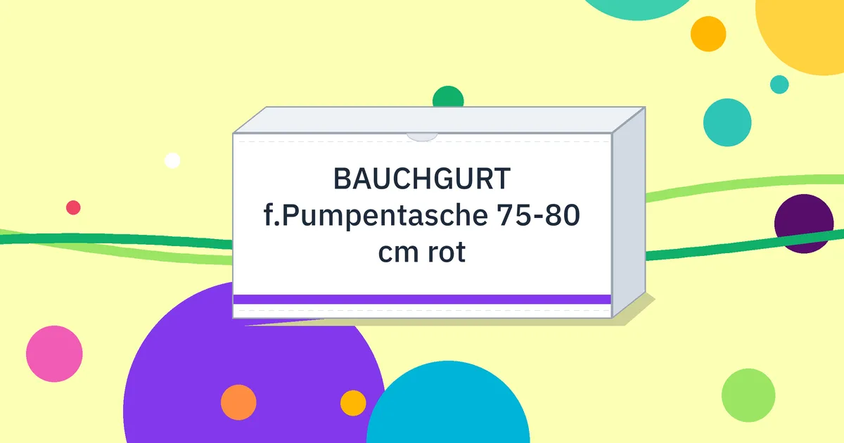 Symbolbild: Packung mit der Aufschrift BAUCHGURT f.Pumpentasche 75-80 cm rot (PZN 11552607) – Verfügbarkeit und Bezug in Apotheken in Frankfurt am Main