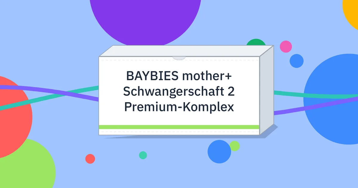 Symbolbild: Packung mit der Aufschrift BAYBIES mother+ Schwangerschaft 2 Premium-Komplex (PZN 20687200) – Verfügbarkeit und Bezug in Apotheken in Frankfurt am Main
