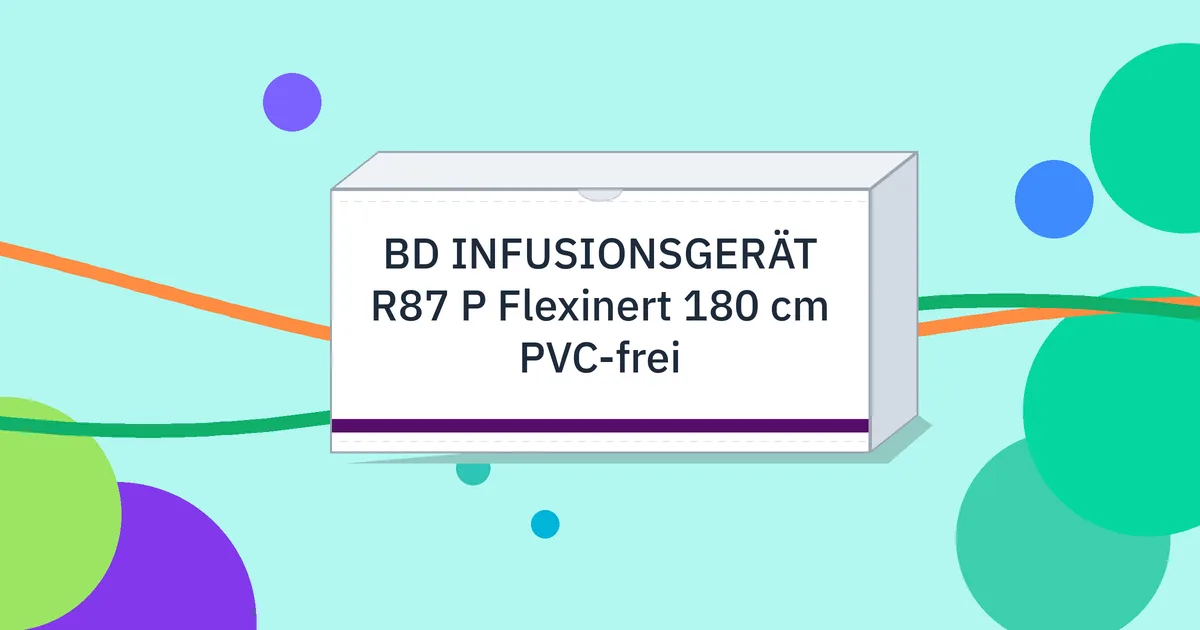 Symbolbild: Packung mit der Aufschrift BD INFUSIONSGERÄT R87 P Flexinert 180 cm PVC-frei (PZN 02042014) – Verfügbarkeit und Bezug in Apotheken in Frankfurt am Main
