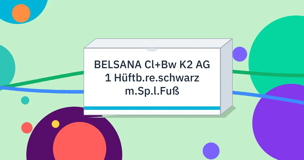 Symbolbild: Packung mit der Aufschrift BELSANA Cl+Bw K2 AG 1 Hüftb.re.schwarz m.Sp.l.Fuß (PZN 12253812) – Verfügbarkeit und Bezug in Apotheken in Frankfurt am Main