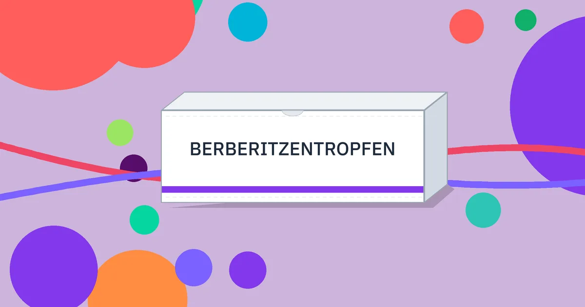 Symbolbild: Packung mit der Aufschrift BERBERITZENTROPFEN (PZN 11365383) – Verfügbarkeit und Bezug in Apotheken in Frankfurt am Main