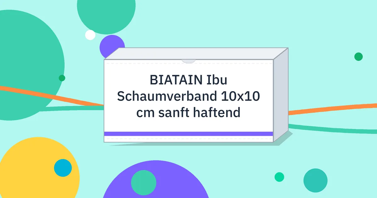 Symbolbild: Packung mit der Aufschrift BIATAIN Ibu Schaumverband 10x10 cm sanft haftend (PZN 18125742) – Verfügbarkeit und Bezug in Apotheken in Frankfurt am Main