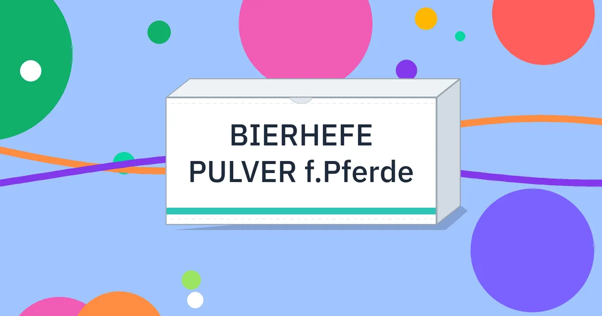 Symbolbild: Packung mit der Aufschrift BIERHEFE PULVER f.Pferde (PZN 16881445) – Verfügbarkeit und Bezug in Apotheken in Frankfurt am Main