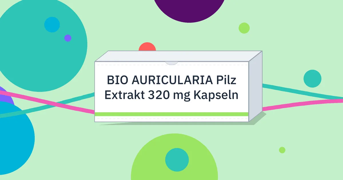 Symbolbild: Packung mit der Aufschrift BIO AURICULARIA Pilz Extrakt 320 mg Kapseln (PZN 09464468) – Verfügbarkeit und Bezug in Apotheken in Frankfurt am Main