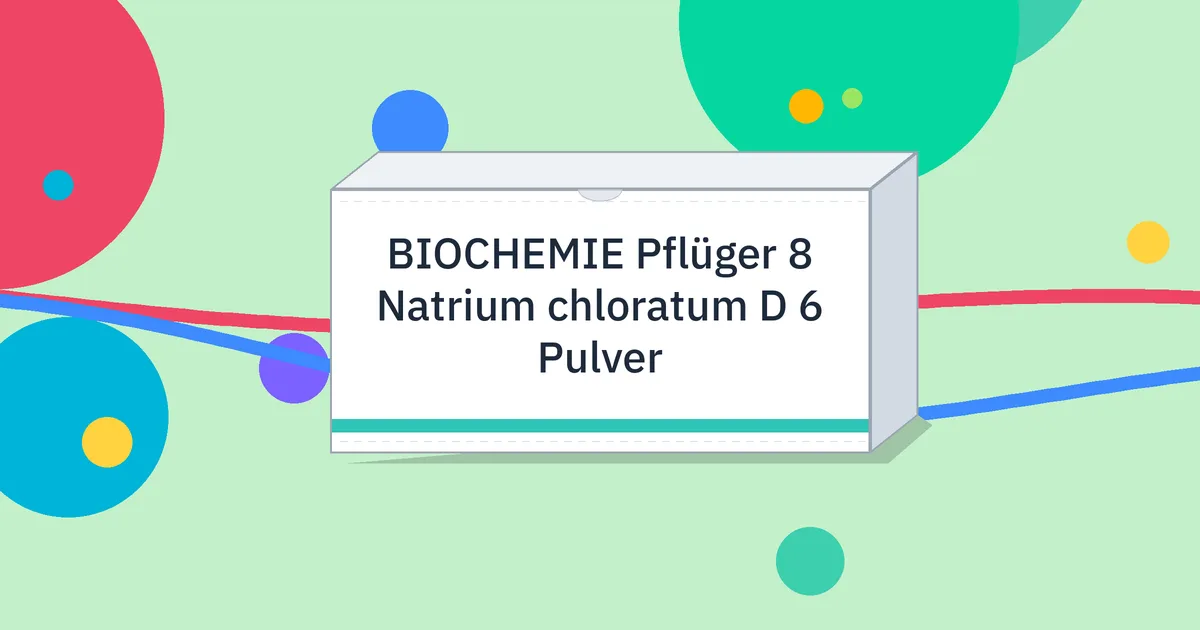 Symbolbild: Packung mit der Aufschrift BIOCHEMIE Pflüger 8 Natrium chloratum D 6 Pulver (PZN 16522516) – Verfügbarkeit und Bezug in Apotheken in Frankfurt am Main