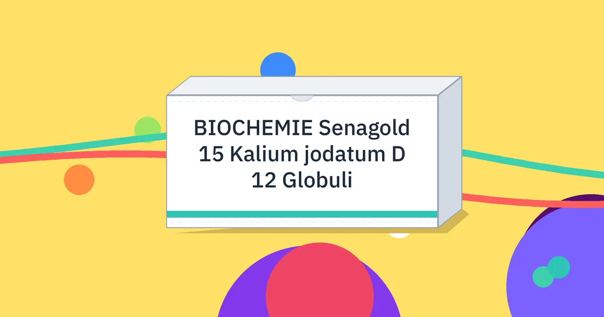 Symbolbild: Packung mit der Aufschrift BIOCHEMIE Senagold 15 Kalium jodatum D 12 Globuli (PZN 09214719) – Verfügbarkeit und Bezug in Apotheken in Frankfurt am Main