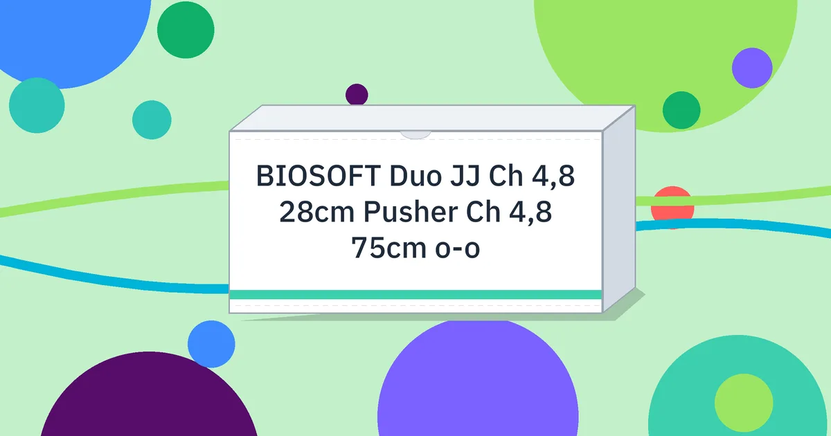 Symbolbild: Packung mit der Aufschrift BIOSOFT Duo JJ Ch 4,8 28cm Pusher Ch 4,8 75cm o-o (PZN 19672305) – Verfügbarkeit und Bezug in Apotheken in Frankfurt am Main