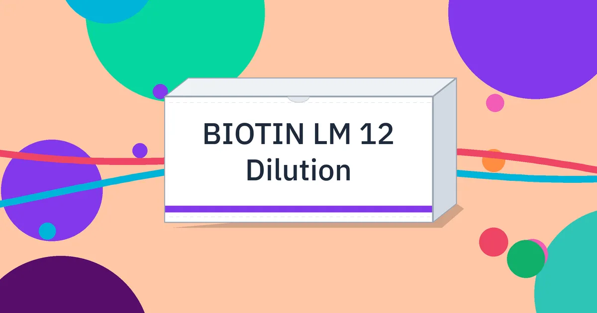 Symbolbild: Packung mit der Aufschrift BIOTIN LM 12 Dilution (PZN 12794258) – Verfügbarkeit und Bezug in Apotheken in Frankfurt am Main