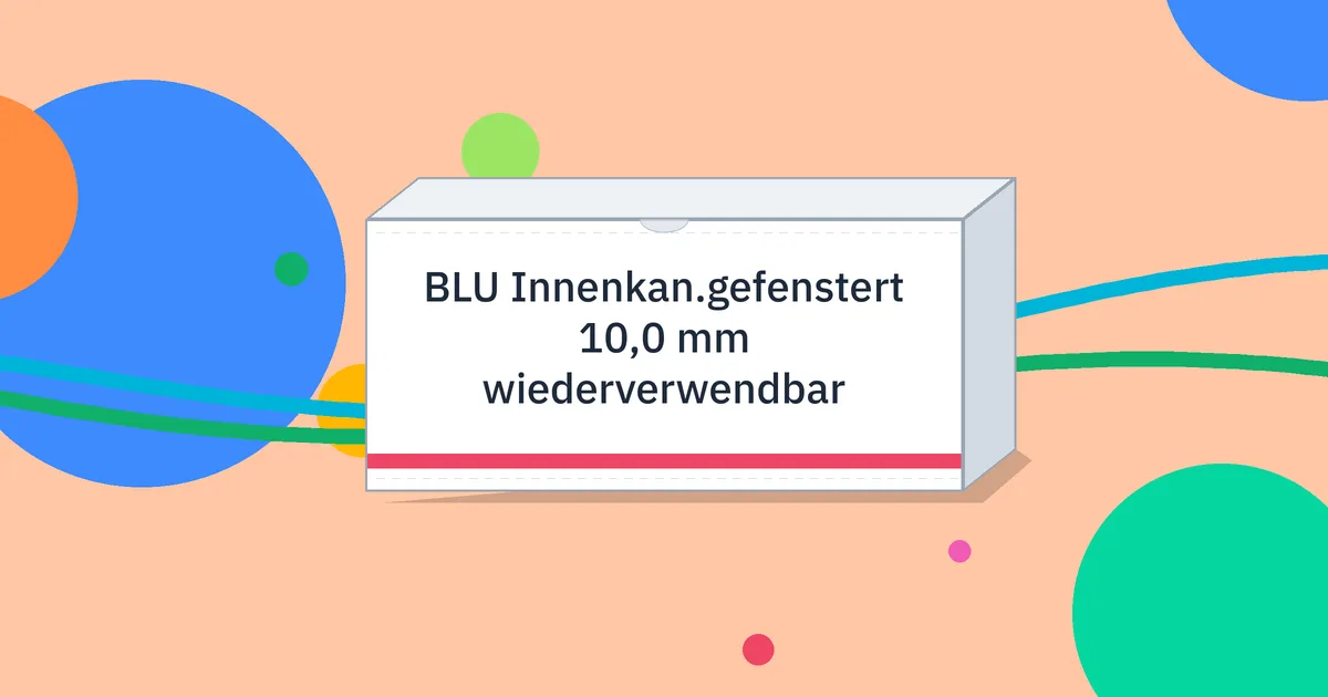 Symbolbild: Packung mit der Aufschrift BLU Innenkan.gefenstert 10,0 mm wiederverwendbar (PZN 02151967) – Verfügbarkeit und Bezug in Apotheken in Frankfurt am Main