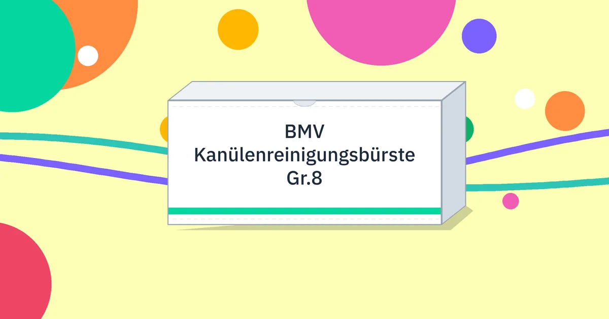Symbolbild: Packung mit der Aufschrift BMV Kanülenreinigungsbürste Gr.8 (PZN 10083180) – Verfügbarkeit und Bezug in Apotheken in Frankfurt am Main