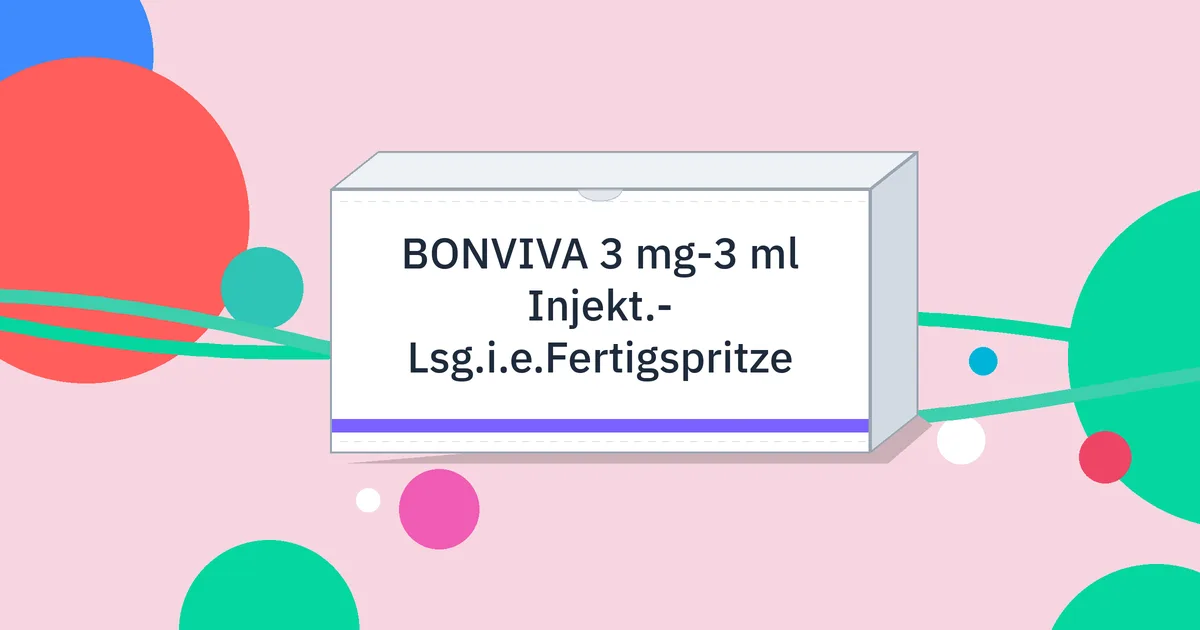 Symbolbild: Packung mit der Aufschrift BONVIVA 3 mg-3 ml Injekt.-Lsg.i.e.Fertigspritze (PZN 16733288) – Verfügbarkeit und Bezug in Apotheken in Frankfurt am Main