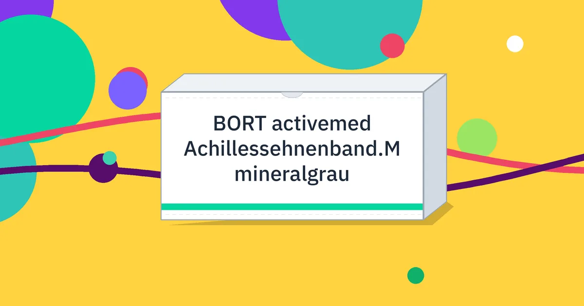Symbolbild: Packung mit der Aufschrift BORT activemed Achillessehnenband.M mineralgrau (PZN 15256484) – Verfügbarkeit und Bezug in Apotheken in Frankfurt am Main