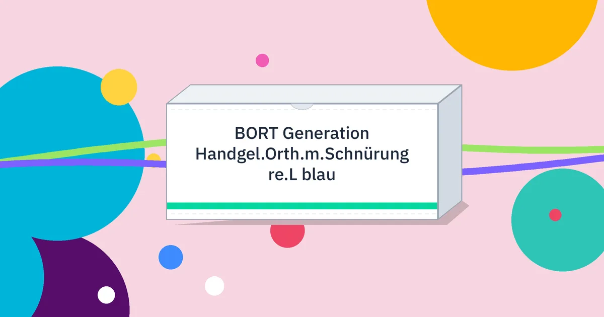 Symbolbild: Packung mit der Aufschrift BORT Generation Handgel.Orth.m.Schnürung re.L blau (PZN 18114810) – Verfügbarkeit und Bezug in Apotheken in Frankfurt am Main