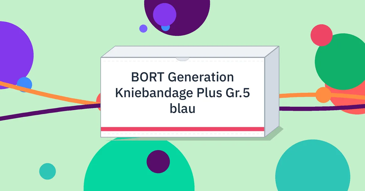 Symbolbild: Packung mit der Aufschrift BORT Generation Kniebandage Plus Gr.5 blau (PZN 16317578) – Verfügbarkeit und Bezug in Apotheken in Frankfurt am Main