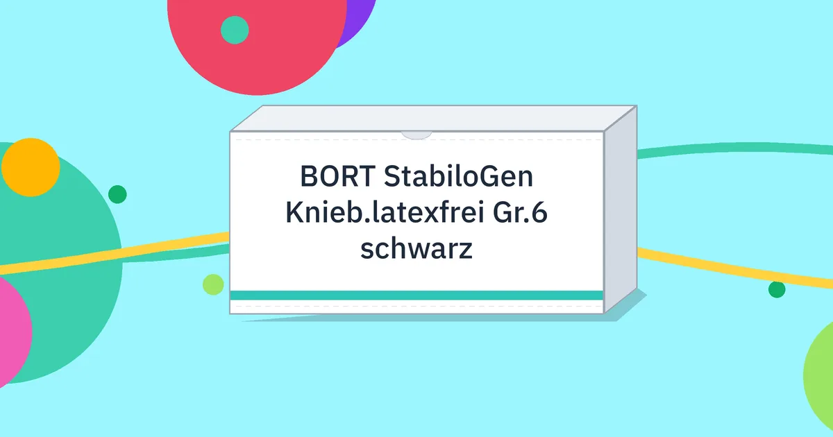 Symbolbild: Packung mit der Aufschrift BORT StabiloGen Knieb.latexfrei Gr.6 schwarz (PZN 16846236) – Verfügbarkeit und Bezug in Apotheken in Frankfurt am Main