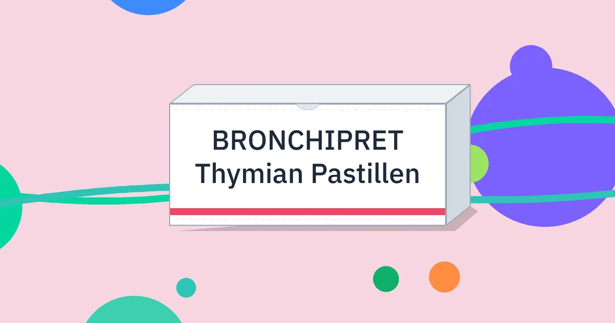 Symbolbild: Packung mit der Aufschrift BRONCHIPRET Thymian Pastillen (PZN 00360945) – Verfügbarkeit und Bezug in Apotheken in Frankfurt am Main