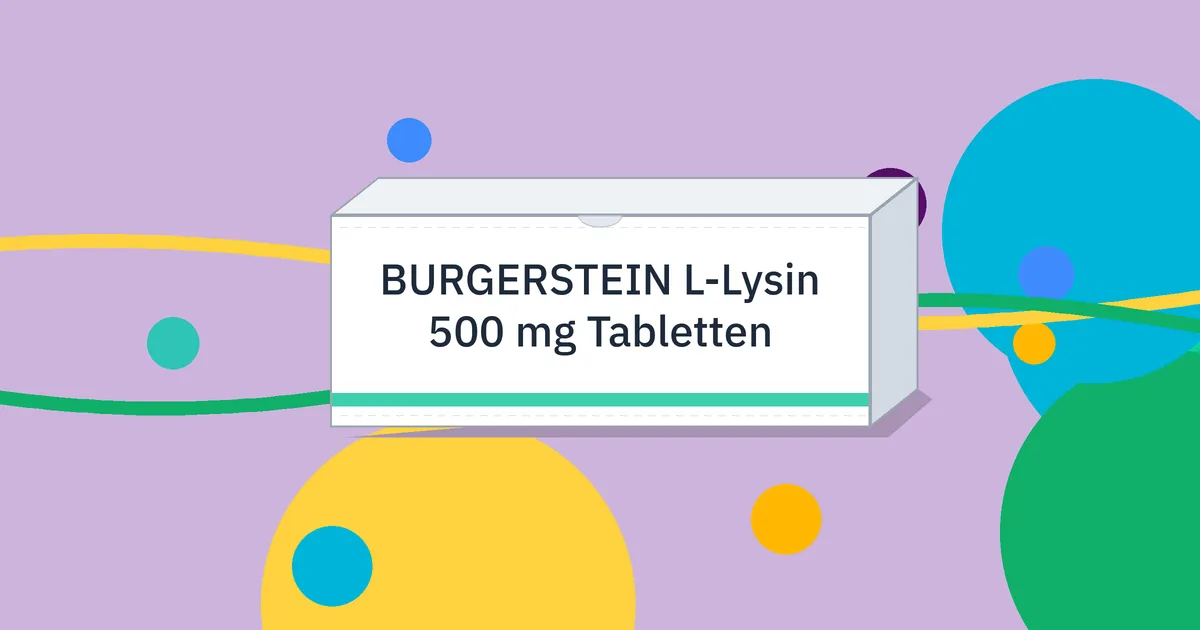 Symbolbild: Packung mit der Aufschrift BURGERSTEIN L-Lysin 500 mg Tabletten (PZN 20514422) – Verfügbarkeit und Bezug in Apotheken in Frankfurt am Main