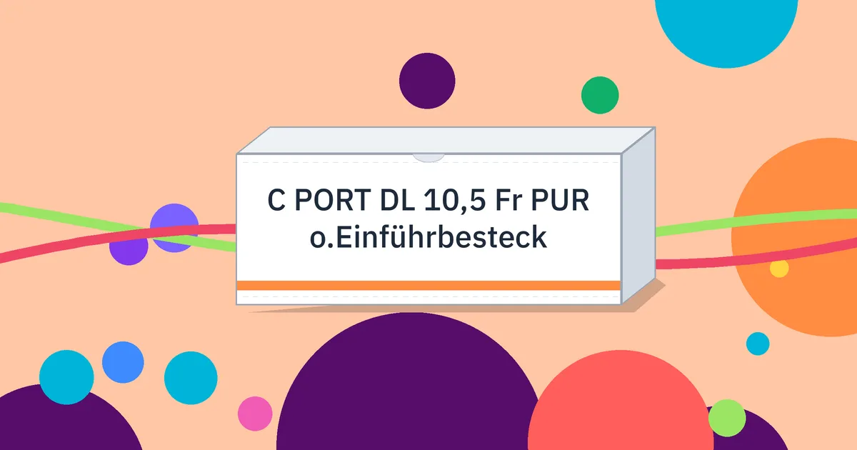 Symbolbild: Packung mit der Aufschrift C PORT DL 10,5 Fr PUR o.Einführbesteck (PZN 07654420) – Verfügbarkeit und Bezug in Apotheken in Frankfurt am Main