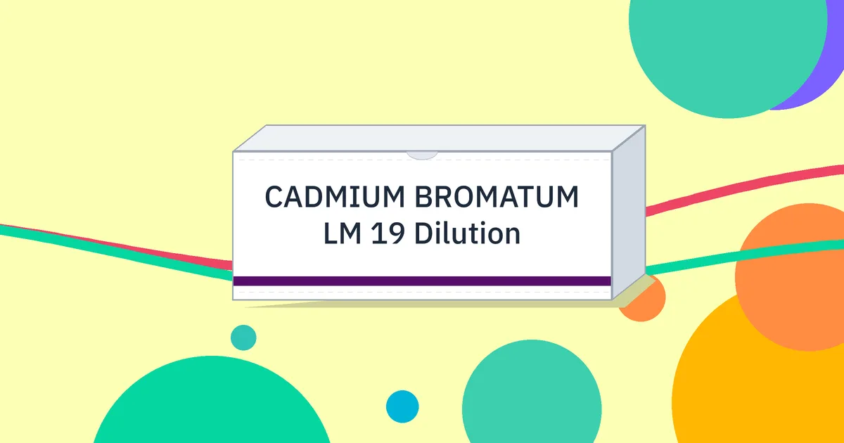 Symbolbild: Packung mit der Aufschrift CADMIUM BROMATUM LM 19 Dilution (PZN 12797914) – Verfügbarkeit und Bezug in Apotheken in Frankfurt am Main