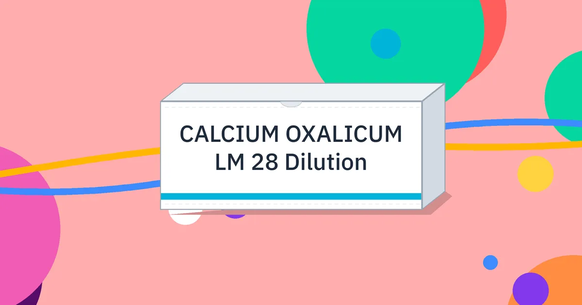 Symbolbild: Packung mit der Aufschrift CALCIUM OXALICUM LM 28 Dilution (PZN 13410426) – Verfügbarkeit und Bezug in Apotheken in Frankfurt am Main