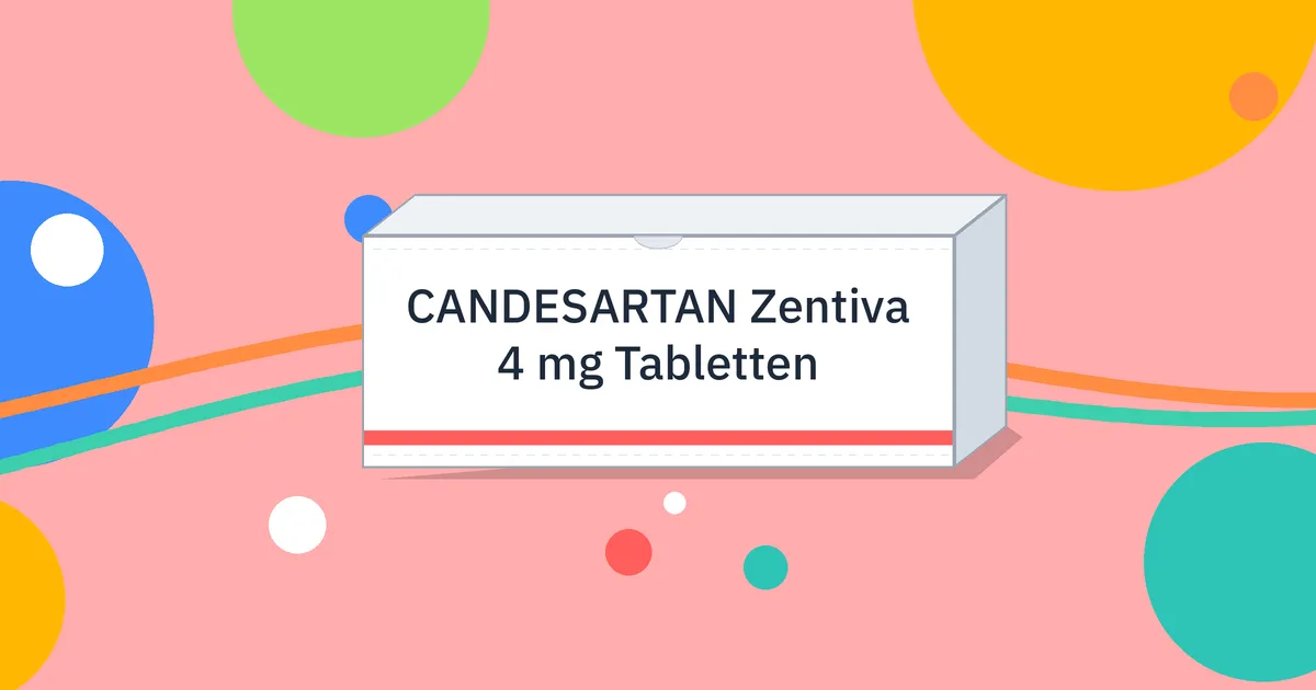 Symbolbild: Packung mit der Aufschrift CANDESARTAN Zentiva 4 mg Tabletten (PZN 09392208) – Verfügbarkeit und Bezug in Apotheken in Frankfurt am Main