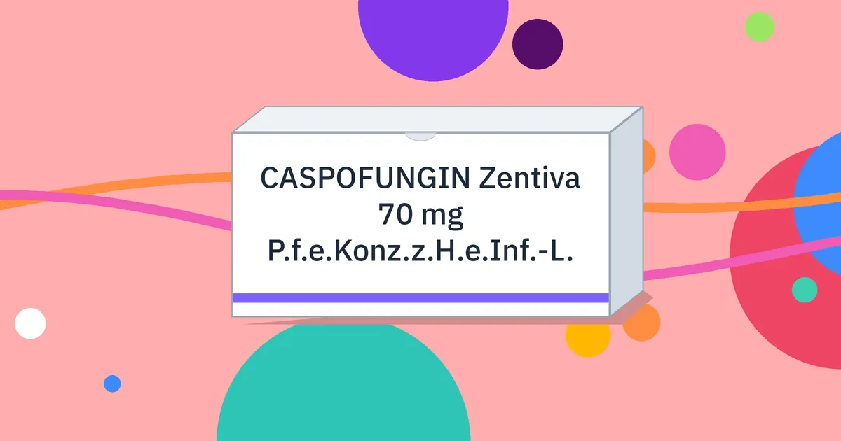Symbolbild: Packung mit der Aufschrift CASPOFUNGIN Zentiva 70 mg P.f.e.Konz.z.H.e.Inf.-L. (PZN 12477492) – Verfügbarkeit und Bezug in Apotheken in Frankfurt am Main