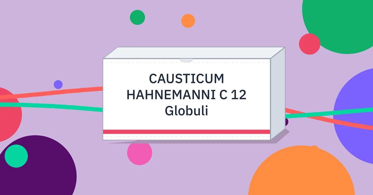 Symbolbild: Packung mit der Aufschrift CAUSTICUM HAHNEMANNI C 12 Globuli (PZN 16669515) – Verfügbarkeit und Bezug in Apotheken in Frankfurt am Main