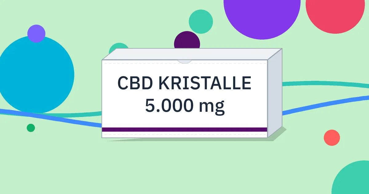 Symbolbild: Packung mit der Aufschrift CBD KRISTALLE 5.000 mg (PZN 15300498) – Verfügbarkeit und Bezug in Apotheken in Frankfurt am Main