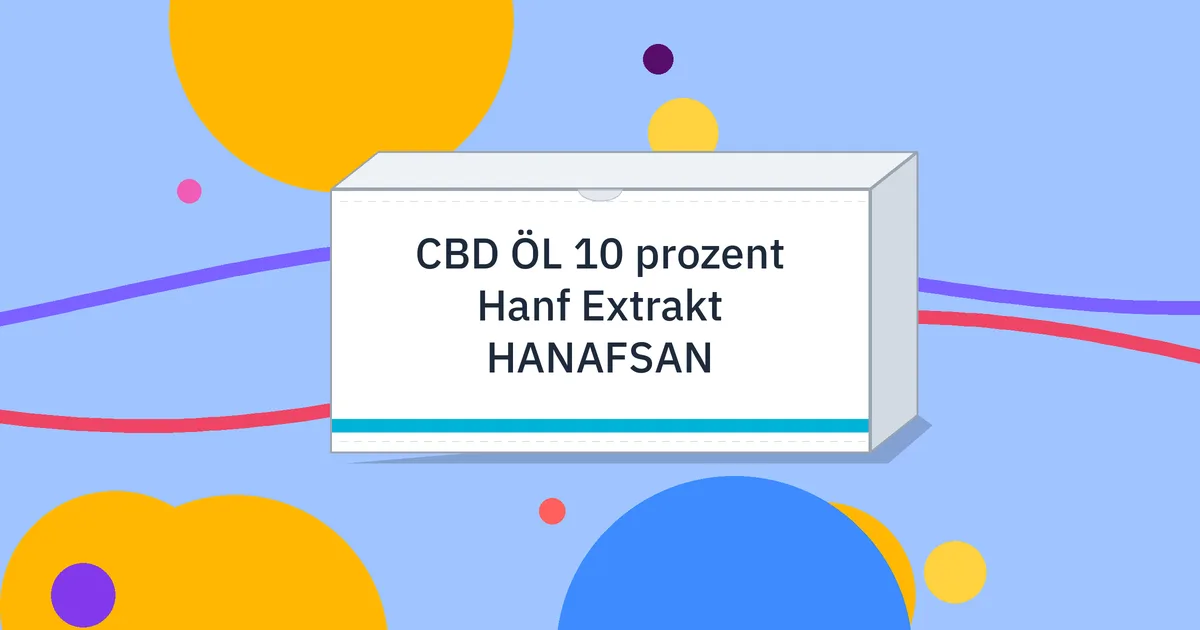 Symbolbild: Packung mit der Aufschrift CBD ÖL 10 prozent Hanf Extrakt HANAFSAN (PZN 16957846) – Verfügbarkeit und Bezug in Apotheken in Frankfurt am Main