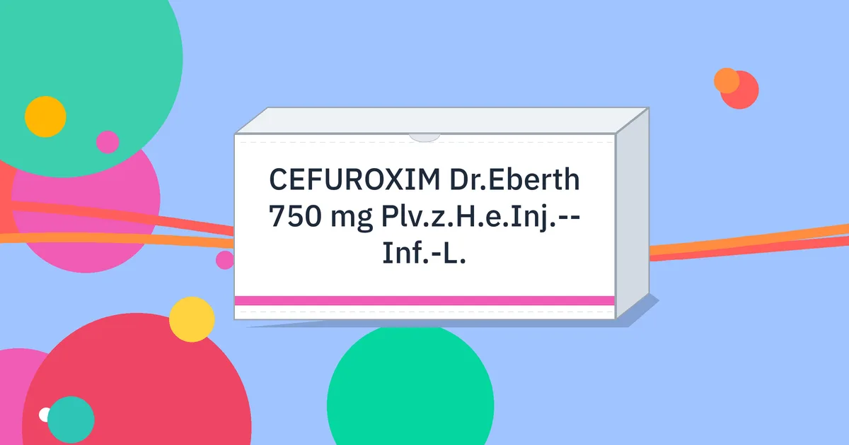 Symbolbild: Packung mit der Aufschrift CEFUROXIM Dr.Eberth 750 mg Plv.z.H.e.Inj.--Inf.-L. (PZN 15197161) – Verfügbarkeit und Bezug in Apotheken in Frankfurt am Main