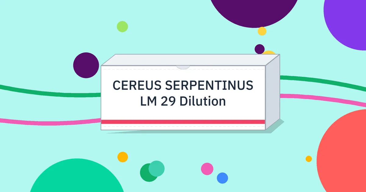 Symbolbild: Packung mit der Aufschrift CEREUS SERPENTINUS LM 29 Dilution (PZN 13437767) – Verfügbarkeit und Bezug in Apotheken in Frankfurt am Main