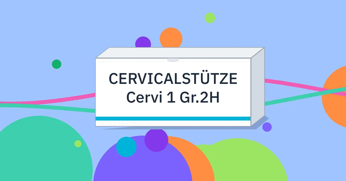 Symbolbild: Packung mit der Aufschrift CERVICALSTÜTZE Cervi 1 Gr.2H (PZN 05042345) – Verfügbarkeit und Bezug in Apotheken in Frankfurt am Main