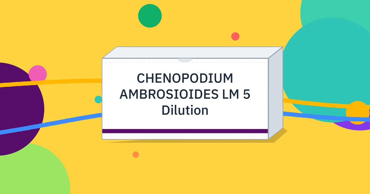 Symbolbild: Packung mit der Aufschrift CHENOPODIUM AMBROSIOIDES LM 5 Dilution (PZN 13440261) – Verfügbarkeit und Bezug in Apotheken in Frankfurt am Main