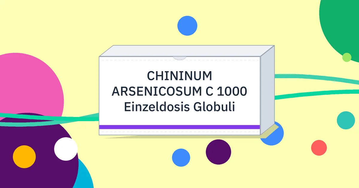 Symbolbild: Packung mit der Aufschrift CHININUM ARSENICOSUM C 1000 Einzeldosis Globuli (PZN 01937039) – Verfügbarkeit und Bezug in Apotheken in Frankfurt am Main