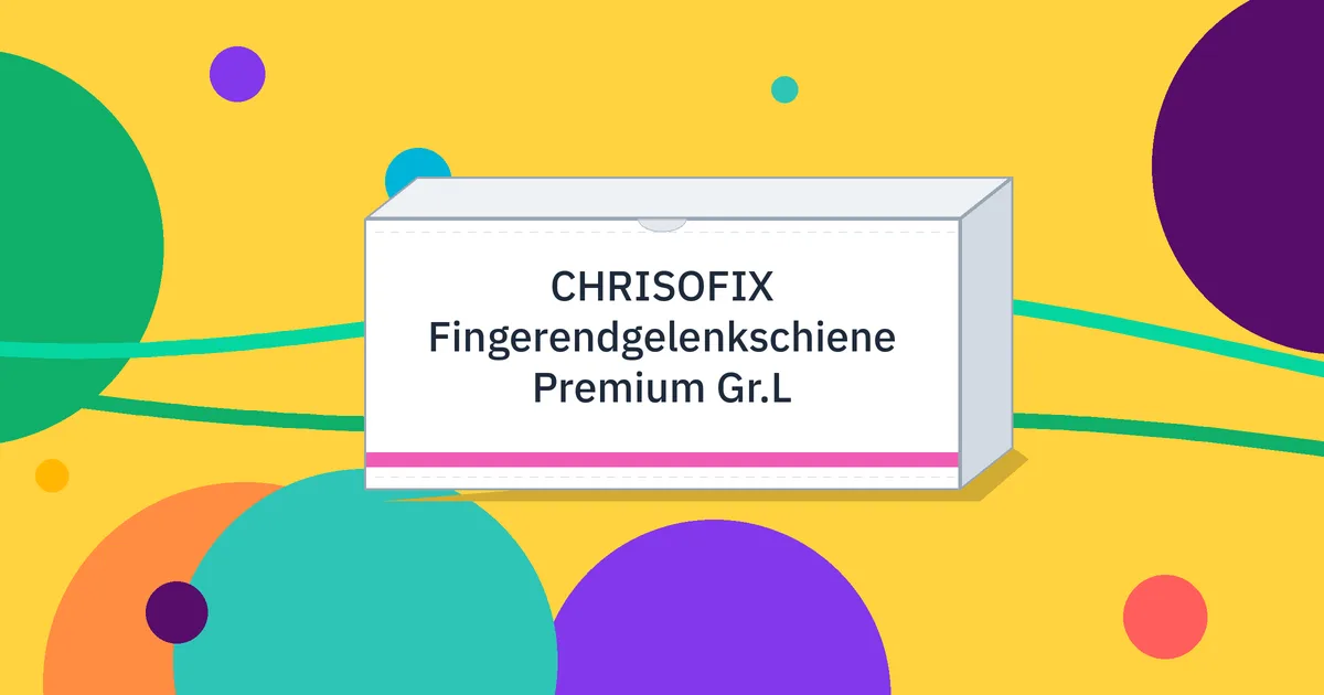 Symbolbild: Packung mit der Aufschrift CHRISOFIX Fingerendgelenkschiene Premium Gr.L (PZN 18172871) – Verfügbarkeit und Bezug in Apotheken in Frankfurt am Main