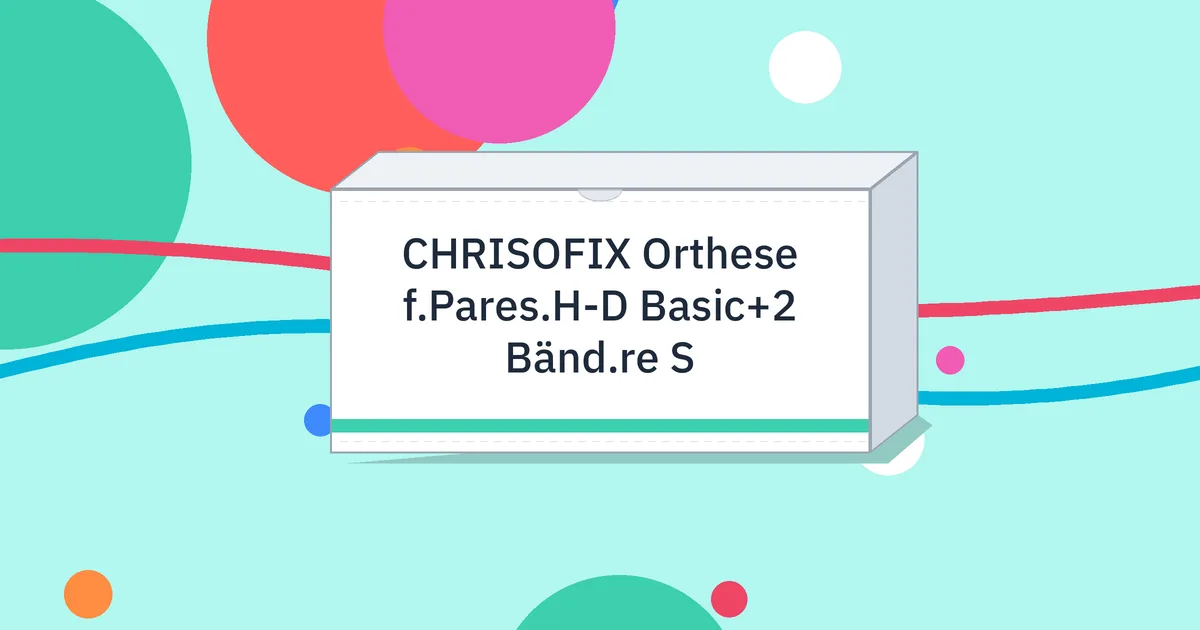 Symbolbild: Packung mit der Aufschrift CHRISOFIX Orthese f.Pares.H-D Basic+2 Bänd.re S (PZN 17586576) – Verfügbarkeit und Bezug in Apotheken in Frankfurt am Main