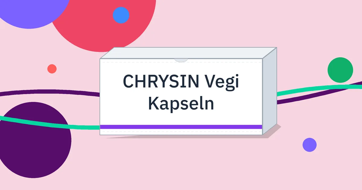 Symbolbild: Packung mit der Aufschrift CHRYSIN Vegi Kapseln (PZN 03838229) – Verfügbarkeit und Bezug in Apotheken in Frankfurt am Main