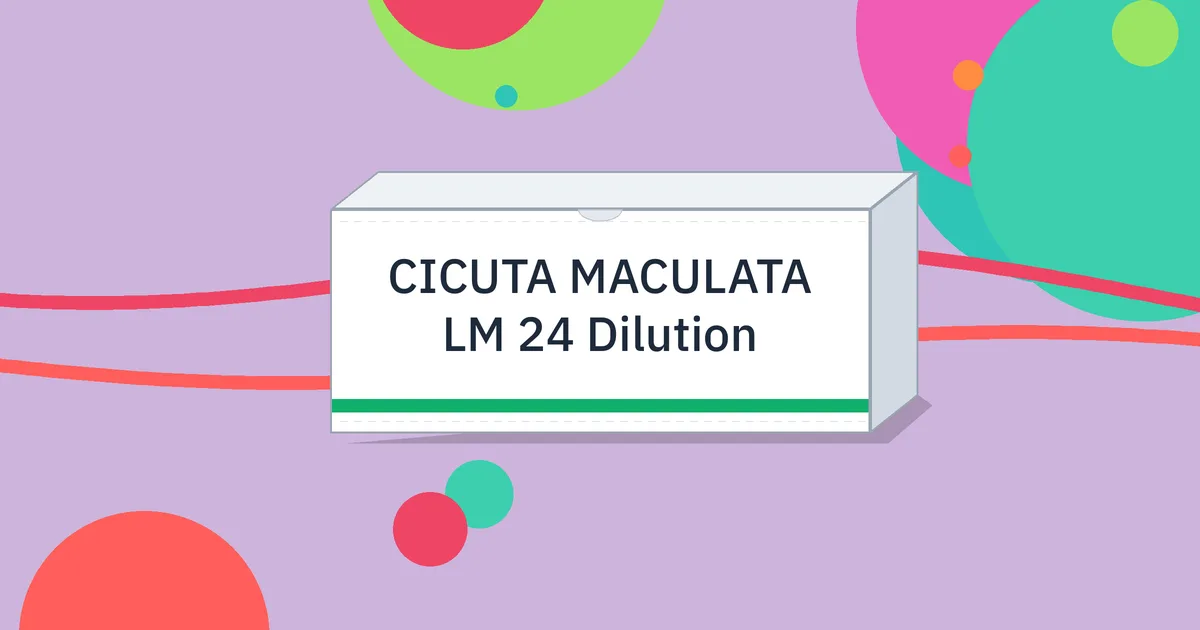Symbolbild: Packung mit der Aufschrift CICUTA MACULATA LM 24 Dilution (PZN 12818409) – Verfügbarkeit und Bezug in Apotheken in Frankfurt am Main