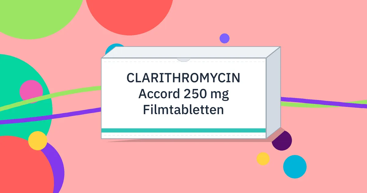 Symbolbild: Packung mit der Aufschrift CLARITHROMYCIN Accord 250 mg Filmtabletten (PZN 13893198) – Verfügbarkeit und Bezug in Apotheken in Frankfurt am Main
