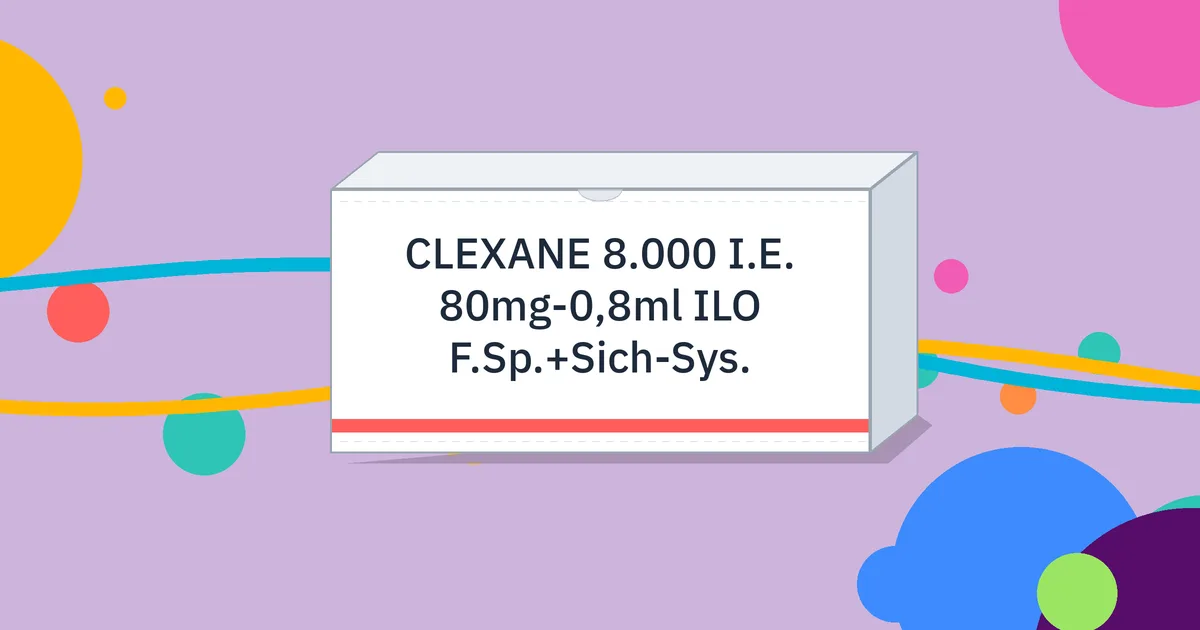 Symbolbild: Packung mit der Aufschrift CLEXANE 8.000 I.E. 80mg-0,8ml ILO F.Sp.+Sich-Sys. (PZN 15877861) – Verfügbarkeit und Bezug in Apotheken in Frankfurt am Main