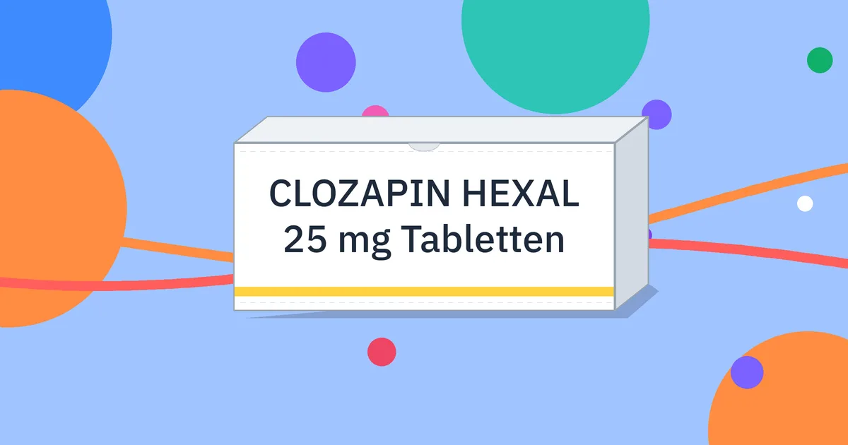 Symbolbild: Packung mit der Aufschrift CLOZAPIN HEXAL 25 mg Tabletten (PZN 01403651) – Verfügbarkeit und Bezug in Apotheken in Frankfurt am Main