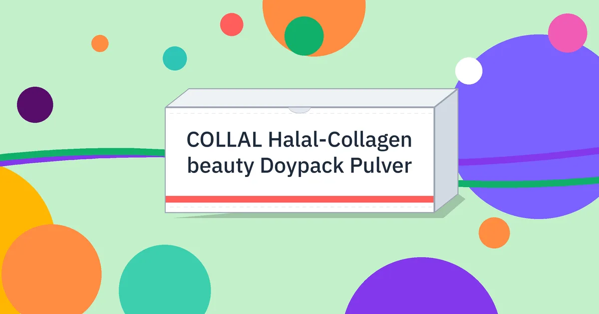 Symbolbild: Packung mit der Aufschrift COLLAL Halal-Collagen beauty Doypack Pulver (PZN 19108042) – Verfügbarkeit und Bezug in Apotheken in Frankfurt am Main