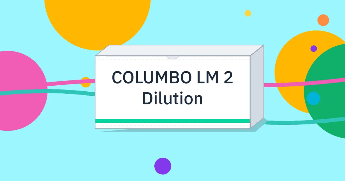 Symbolbild: Packung mit der Aufschrift COLUMBO LM 2 Dilution (PZN 13448624) – Verfügbarkeit und Bezug in Apotheken in Frankfurt am Main