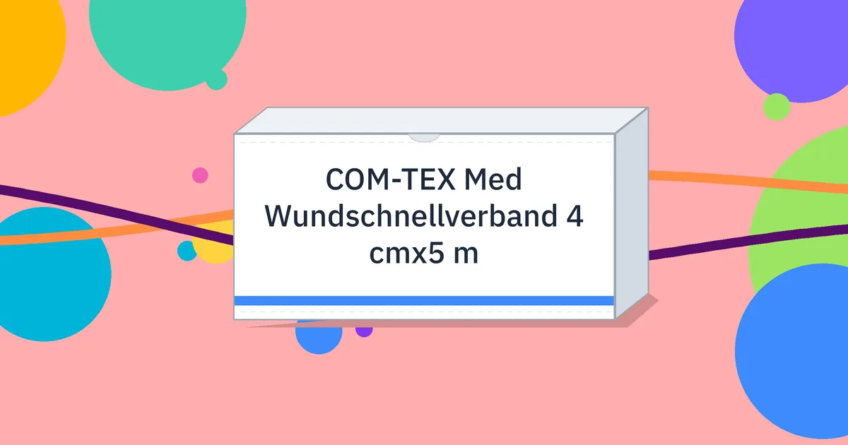 Symbolbild: Packung mit der Aufschrift COM-TEX Med Wundschnellverband 4 cmx5 m (PZN 04723043) – Verfügbarkeit und Bezug in Apotheken in Frankfurt am Main