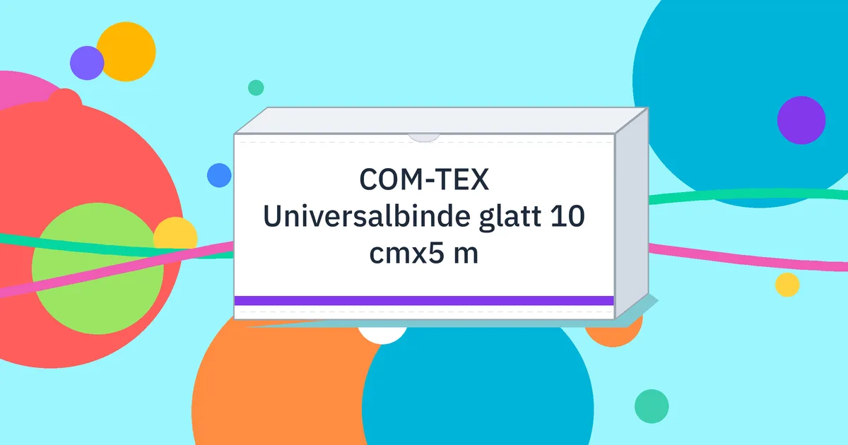 Symbolbild: Packung mit der Aufschrift COM-TEX Universalbinde glatt 10 cmx5 m (PZN 19143280) – Verfügbarkeit und Bezug in Apotheken in Frankfurt am Main