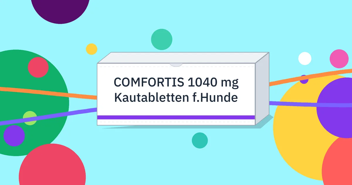 Symbolbild: Packung mit der Aufschrift COMFORTIS 1040 mg Kautabletten f.Hunde (PZN 13654430) – Verfügbarkeit und Bezug in Apotheken in Frankfurt am Main